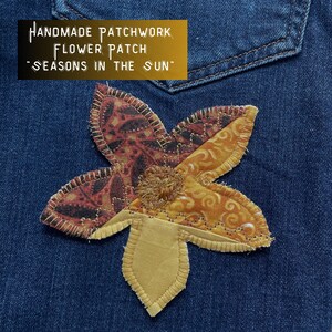 Gold BOHO FLOWER Fabric Patchwork PATCH Yellow Boho Hippy Flower ...