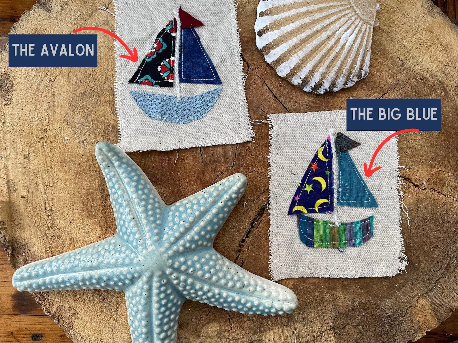 Little Sailboat Nautical Scrappy Fabric Patch Charming Upcycled Fabric ...