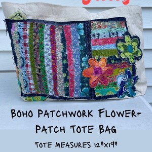 Boho Patchwork Tote Bag Hippie Patchwork Large Tote Bag Festival Unique ...