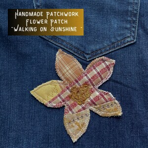 Gold BOHO FLOWER Fabric Patchwork PATCH Yellow Boho Hippy Flower ...