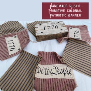 Primitive Colonial Homespun 1776 Flag Rustic Patriotic Fabric Flag ...
