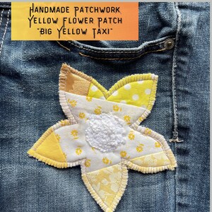 Gold BOHO FLOWER Fabric Patchwork PATCH Yellow Boho Hippy Flower ...