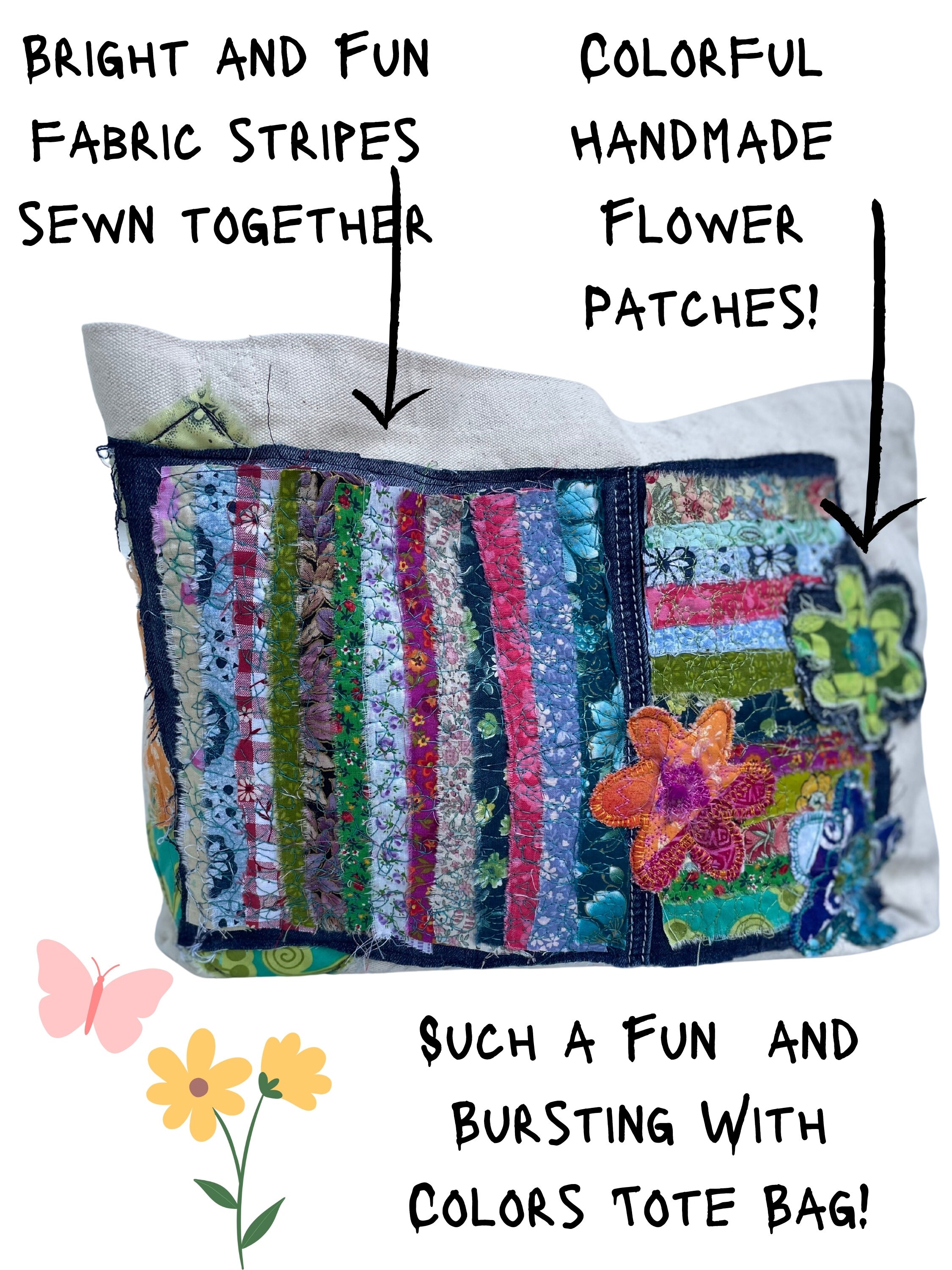 Boho Patchwork Tote Bag Hippie Patchwork Large Tote Bag Festival Unique ...