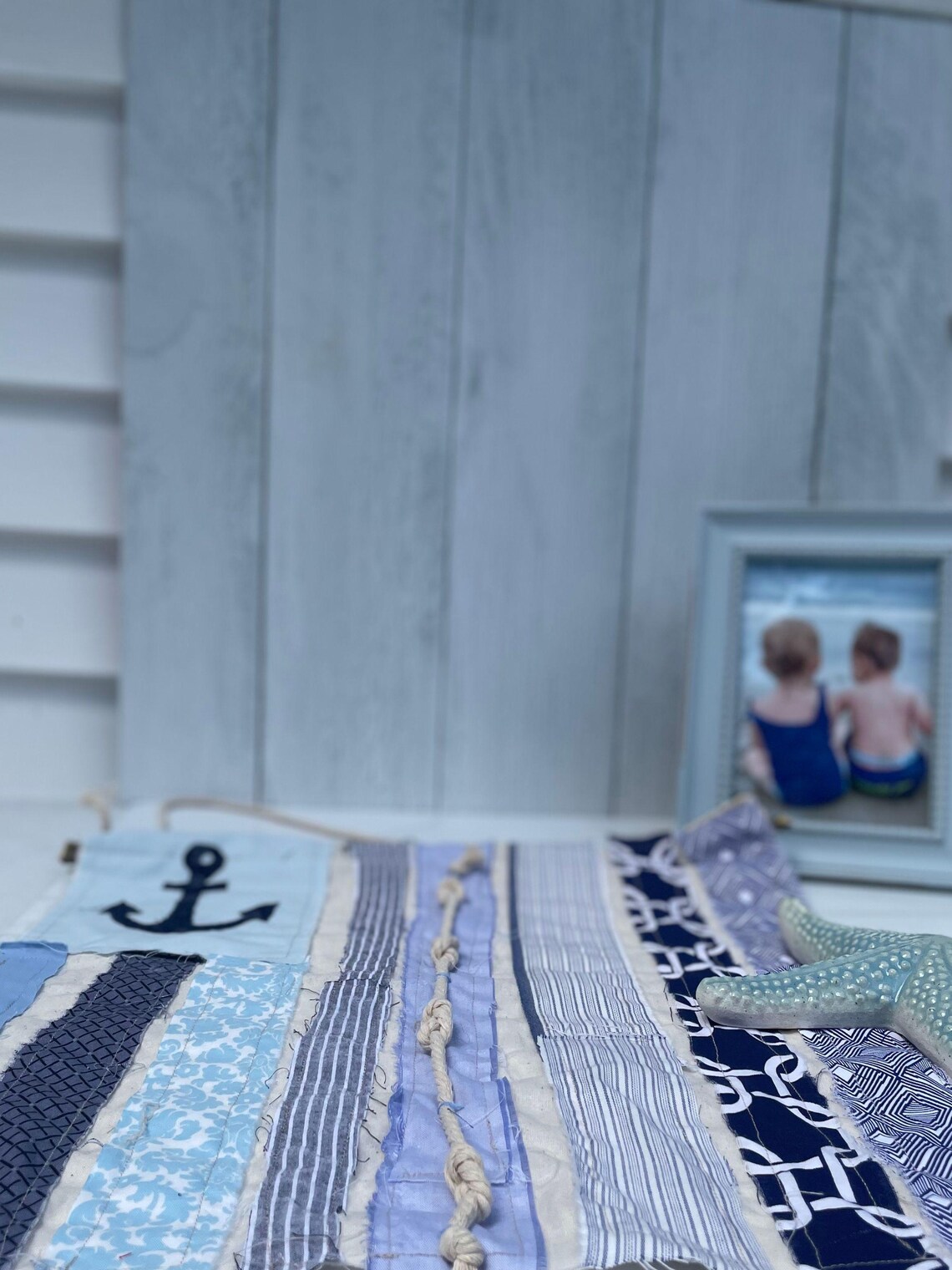 Boho Rustic Vintage Nautical Anchor Flag Coastal Hanging Patchwork ...