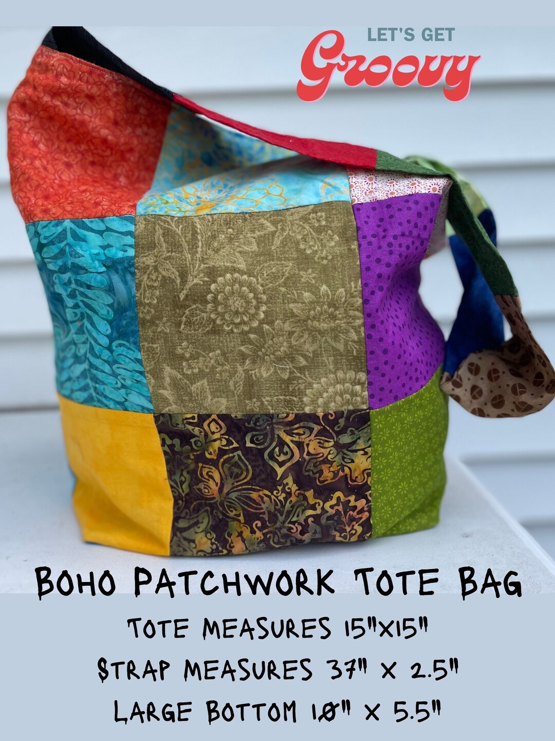 Boho Patchwork Tote Bag Hippie Patchwork Large Tote Bag Fashionable ...