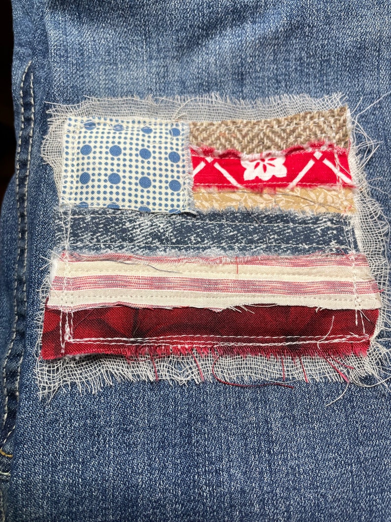 Boho Rustic American Flag Patchwork Patch Flag Cotton - Etsy