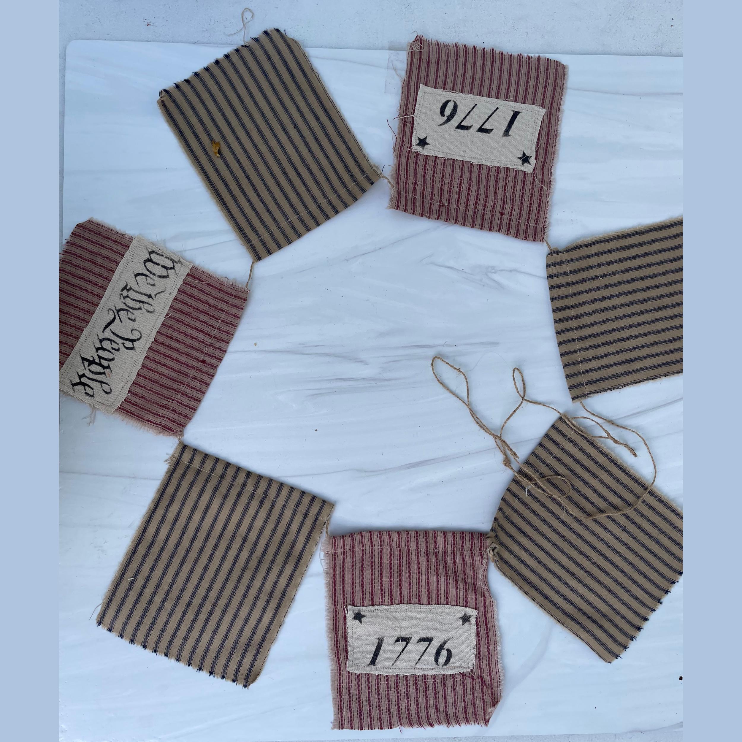 Primitive Colonial Homespun 1776 Flag Rustic Patriotic Fabric Flag ...