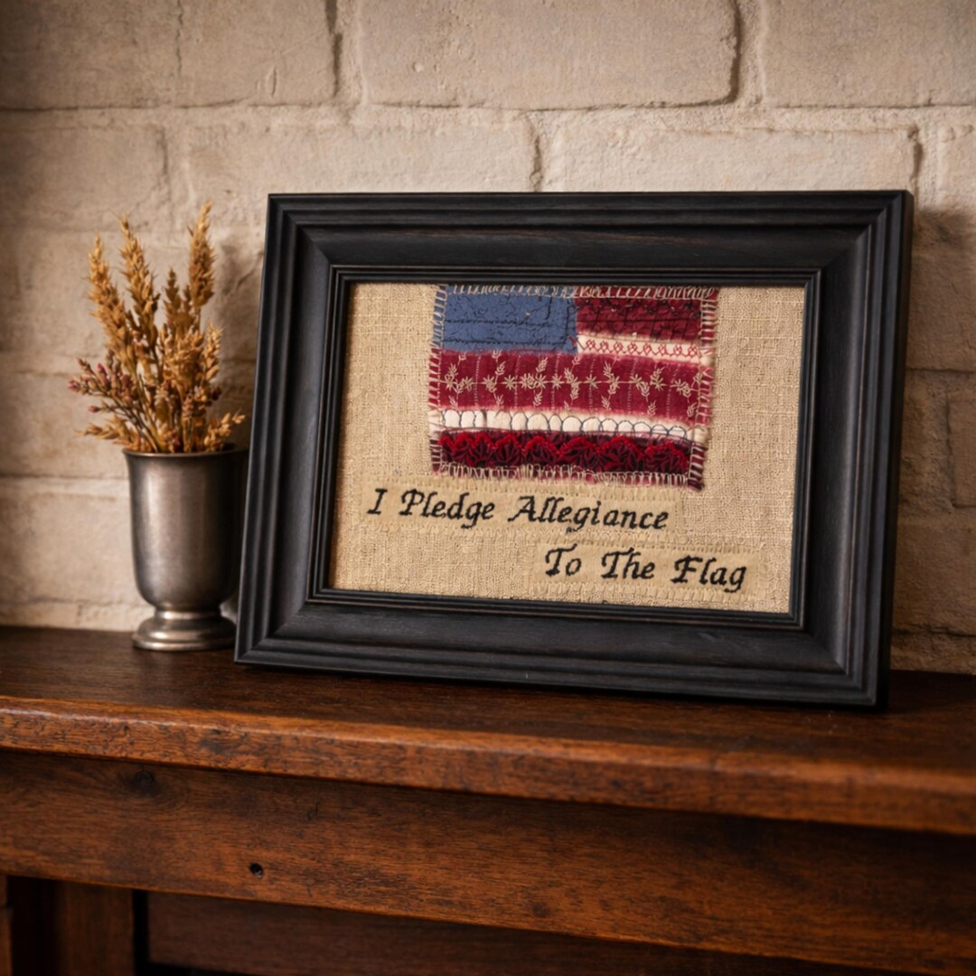 Rustic Primitive Patchwork Flag Frame, Handmade Americana Patriotic ...