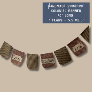 Primitive Colonial Homespun 1776 Flag Rustic Patriotic Fabric Flag ...
