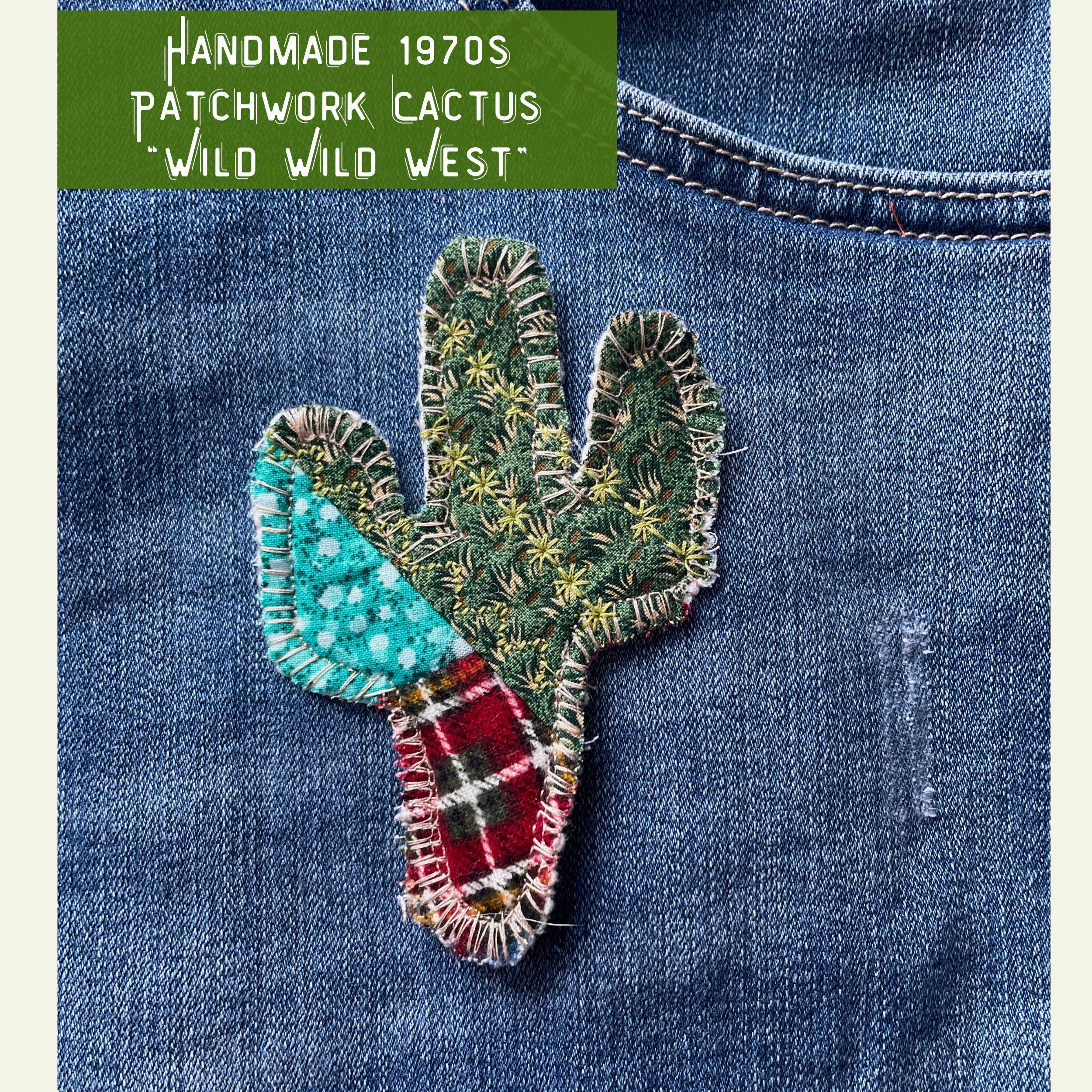 Boho Green Cactus Patch Handmade Patchwork Desert Cactus Hippie Patch ...