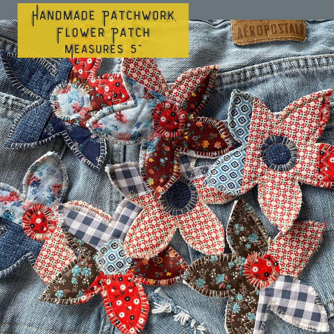 BOHO FLOWER Fabric Patchwork PATCH Country Hippie Flower Patches ...
