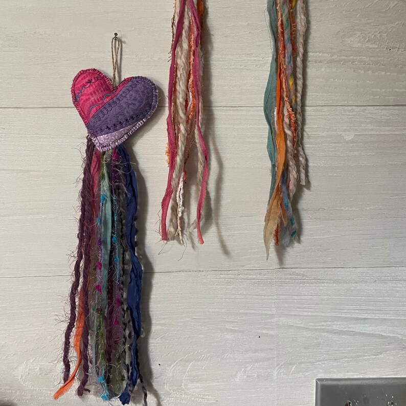 Boho Heart Wall Decor Patchwork Heart Embroidery Fringe Wall Hanging ...