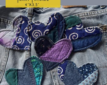 Handmade Boho Denim Heart Patch Denim Jeans Hippy Heart Patchwork Patch ...