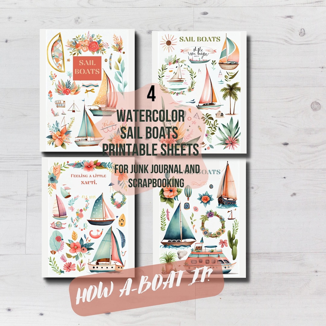 Vibrant Watercolor Sail Boat Clip Art Printable Download for Card ...