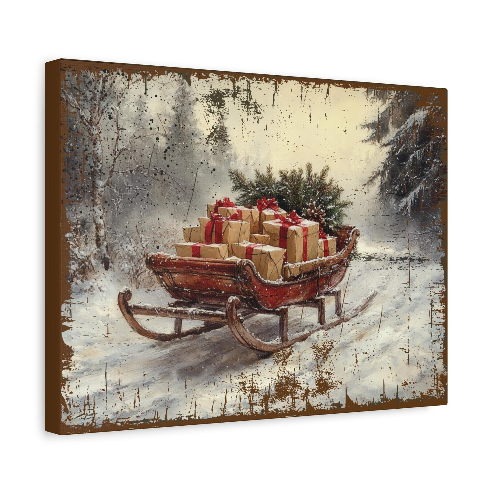 Vintage Christmas Sleigh Sled Wall Decor Rustic Art Mantel Decoration ...