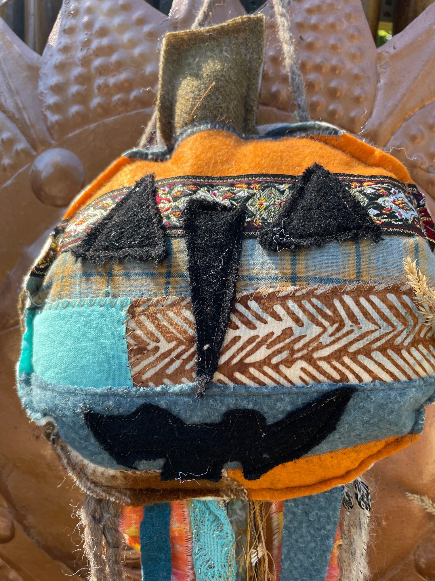 Boho Halloween Patchwork Pumpkin Wall Hanging Jack-o-lantern - Etsy