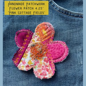 BOHO Pink FLOWER Patchwork PATCH Orange Boho Hippy Flower Patches ...