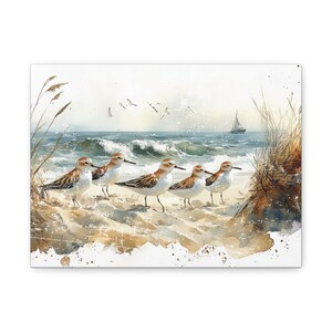 Sandpipers Beach Coastal Wall Decor Rustic Art Mantel Decoration Modern ...