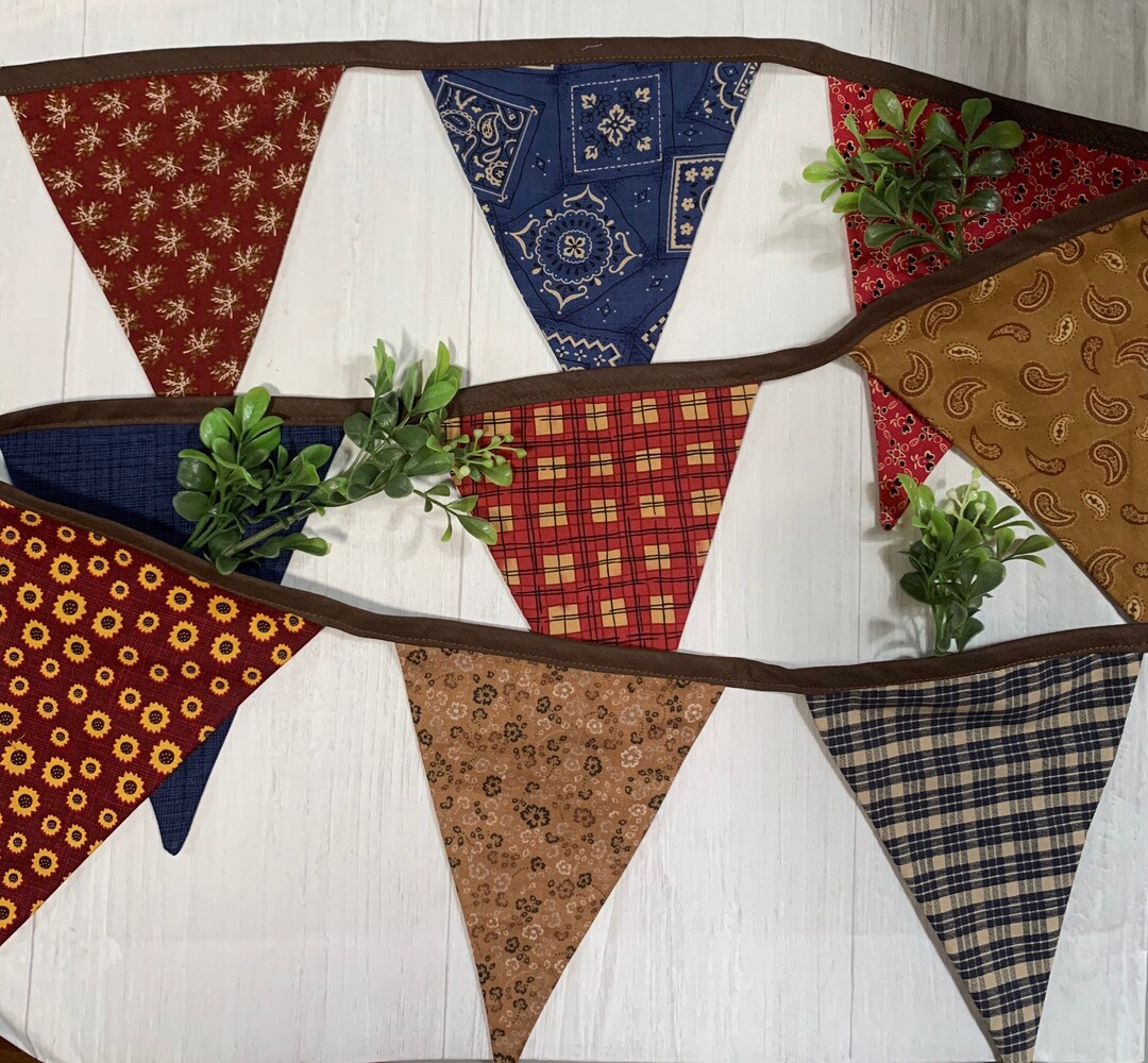 Country Western Rodeo Fabric Flag Banner, Bunting Pennant Flag Garland ...
