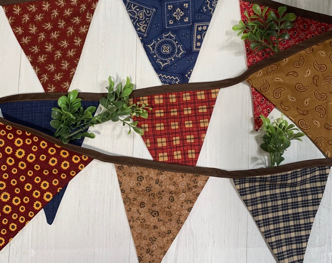 Country Western Rodeo Fabric Flag Banner, Bunting Pennant Flag Garland ...
