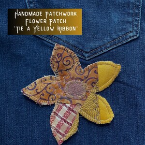 Gold BOHO FLOWER Fabric Patchwork PATCH Yellow Boho Hippy Flower ...