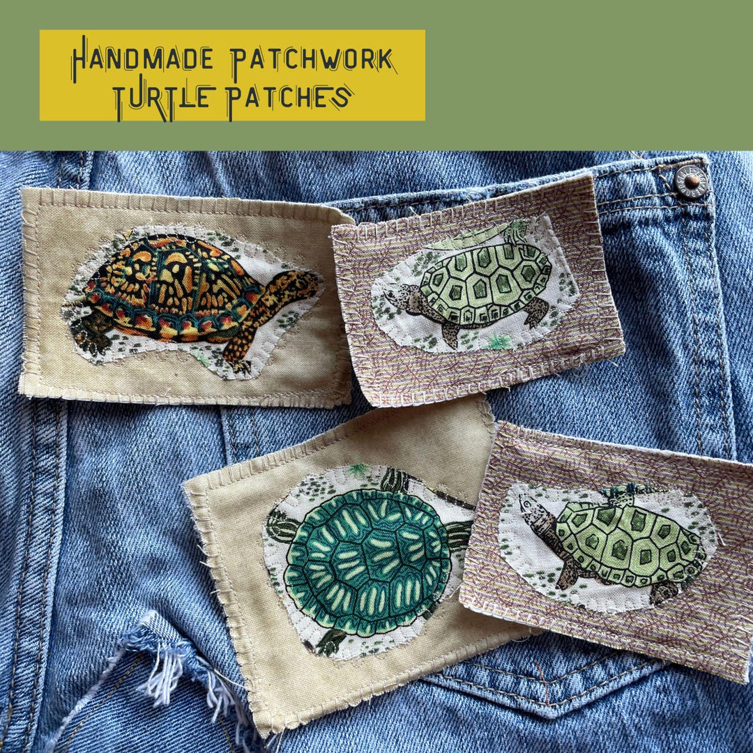BOHO Green Turtle Fabric Patchwork PATCH Turtle Hippie Patches ...