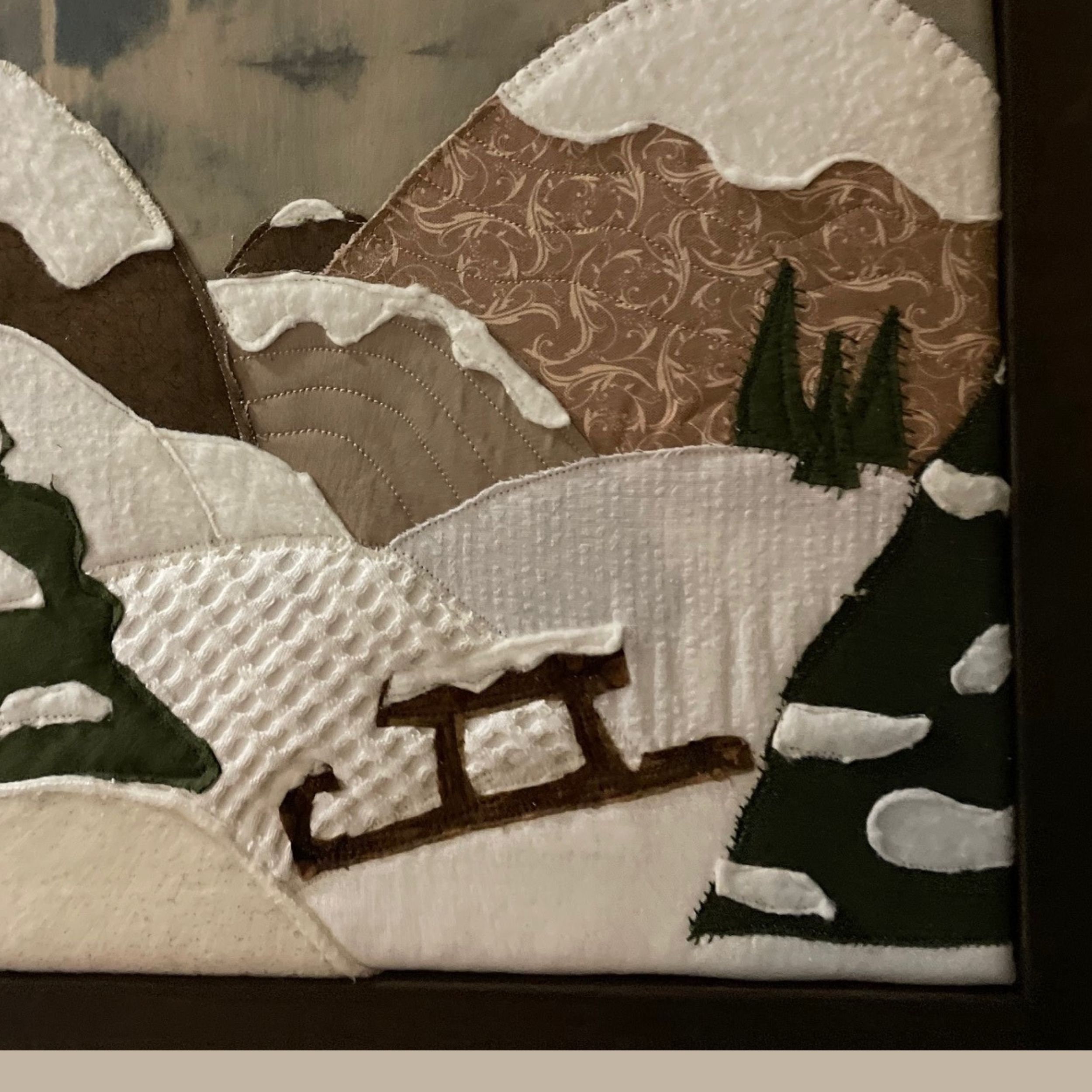 Winter Snow Scene Fabric Wall Art, Mixed Media Whimsical Winter ...