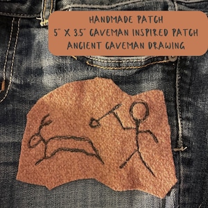 Boho Aztec Ancient Caveman Writing Patch Handmade Cave Mural Patch Sew ...