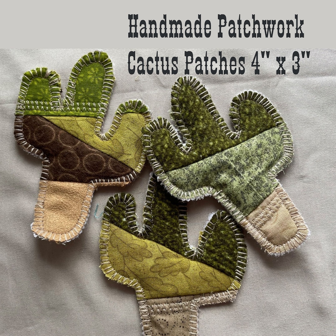 Boho Green Cactus Patch Handmade Patchwork Desert Cactus Hippie Patch ...