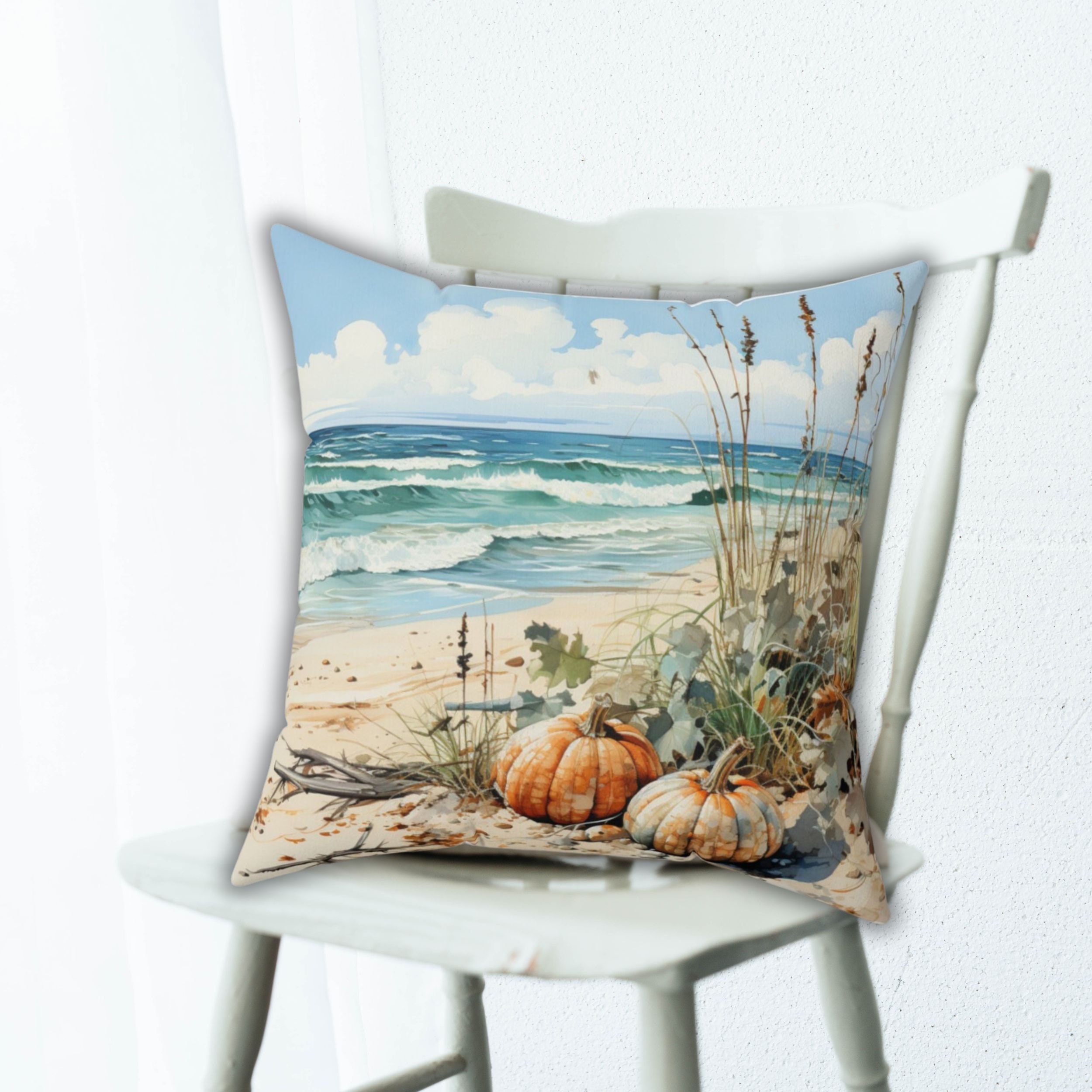 Autumn Beach Decor, Coastal Fall Pillow, Beach Farmhouse Autumn ...