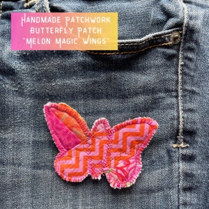 BOHO BUTTERFLY Fabric Patchwork PATCH Pink Hippie Butterfly Patches ...