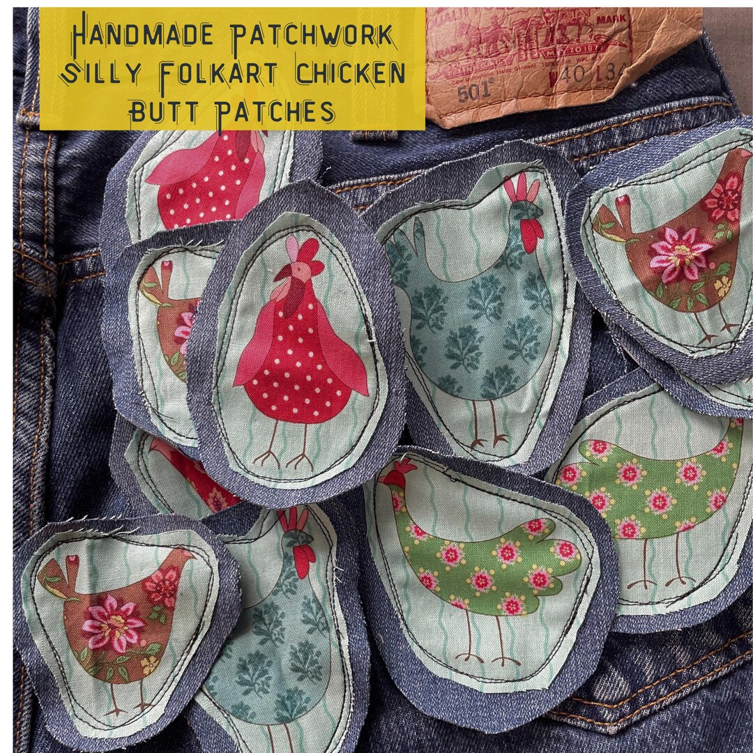 Funny Cute Chicken PATCH Hippie Chicken Farmer Lover Patch Handmade Sew ...