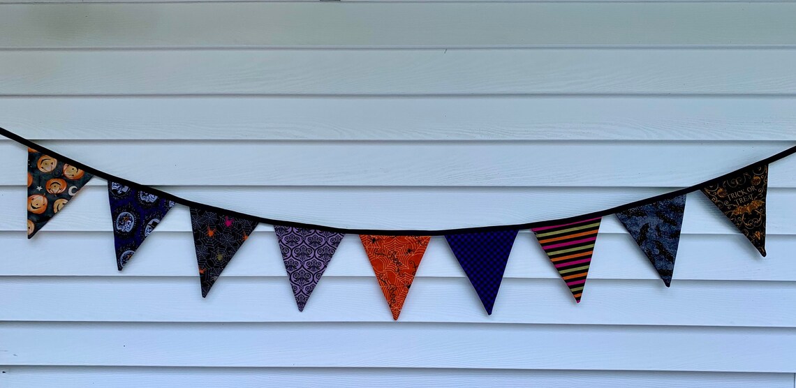 Halloween Purple Orange Black Bunting Flag Banner - Etsy