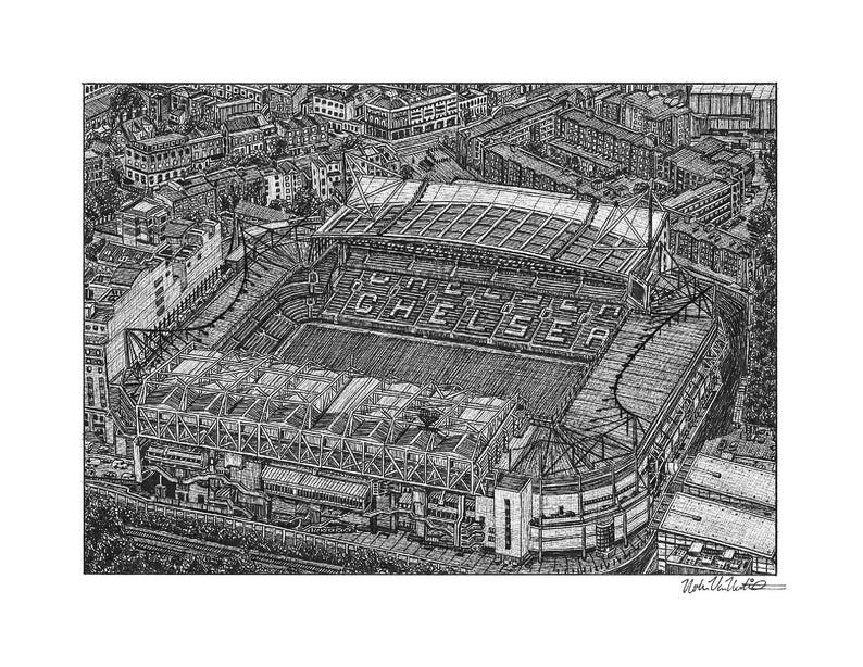 PRINT Drawing of Stamford Bridge Chelsea FC London England - Etsy