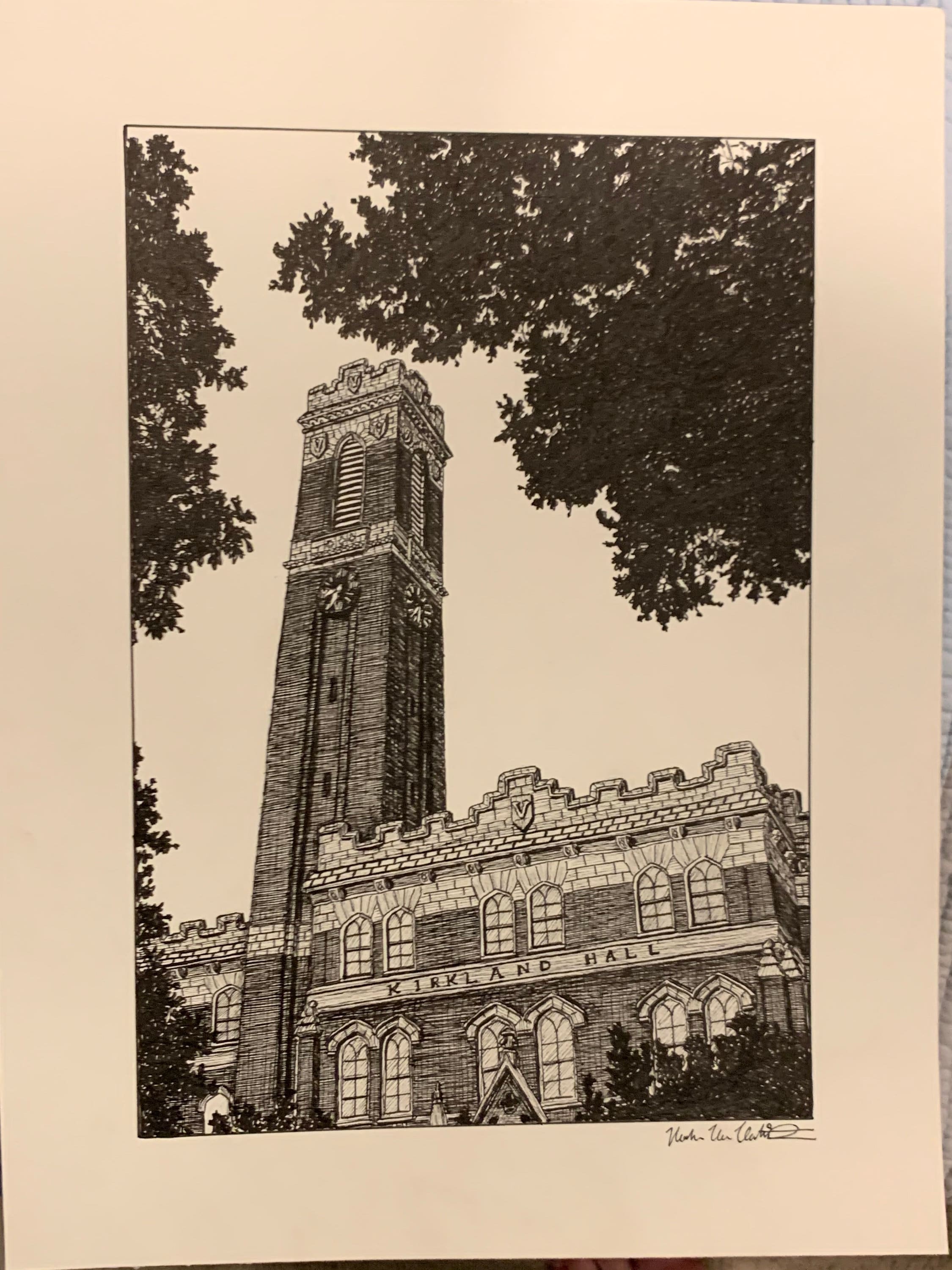PRINT Drawing of Vanderbilt Kirkland Hall Nashville Tennessee - Etsy UK