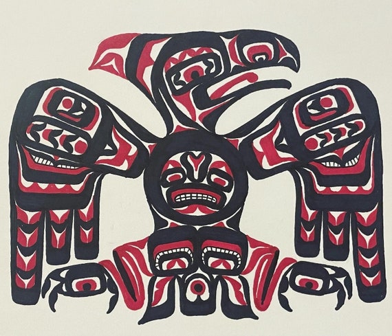 PRINT Drawings of Tlingit / Salish-inspired Salmon Whales - Etsy
