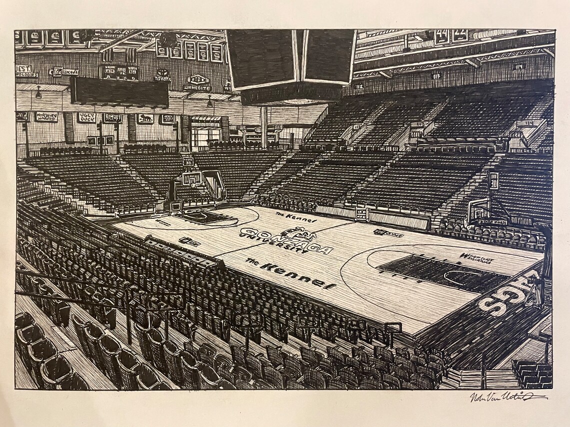 PRINT Drawing of Mccarthy Arena Gonzaga Bulldogs Basketball Spokane - Etsy
