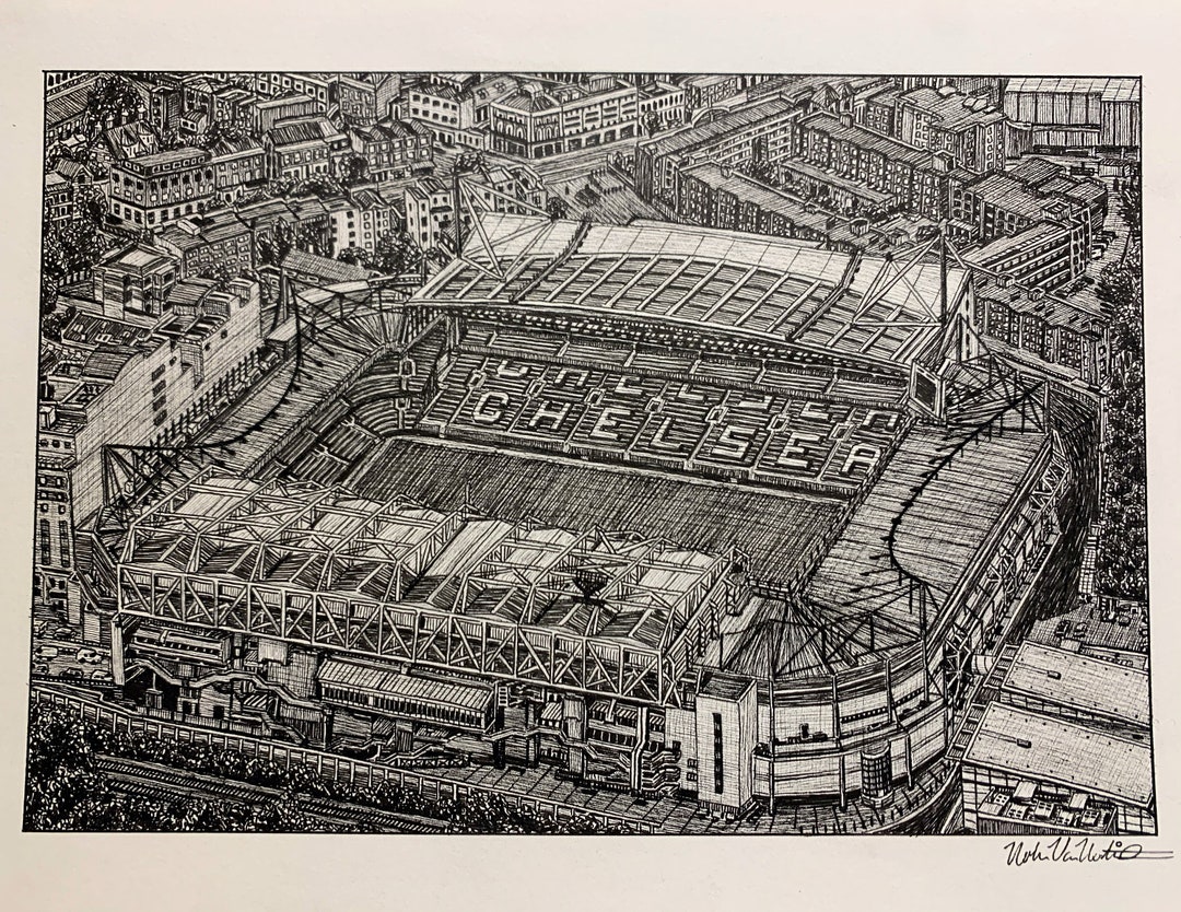PRINT Drawing of Stamford Bridge Chelsea FC London England - Etsy