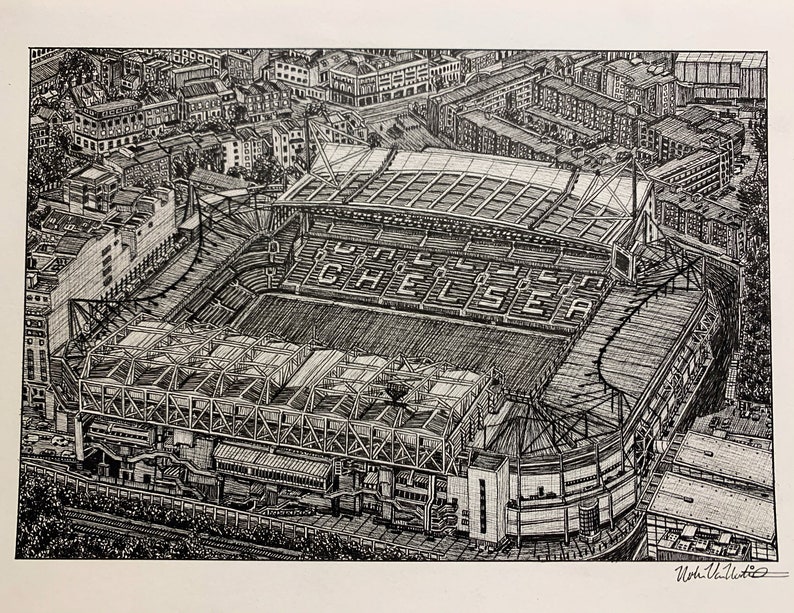PRINT Drawing of Stamford Bridge Chelsea FC London England - Etsy