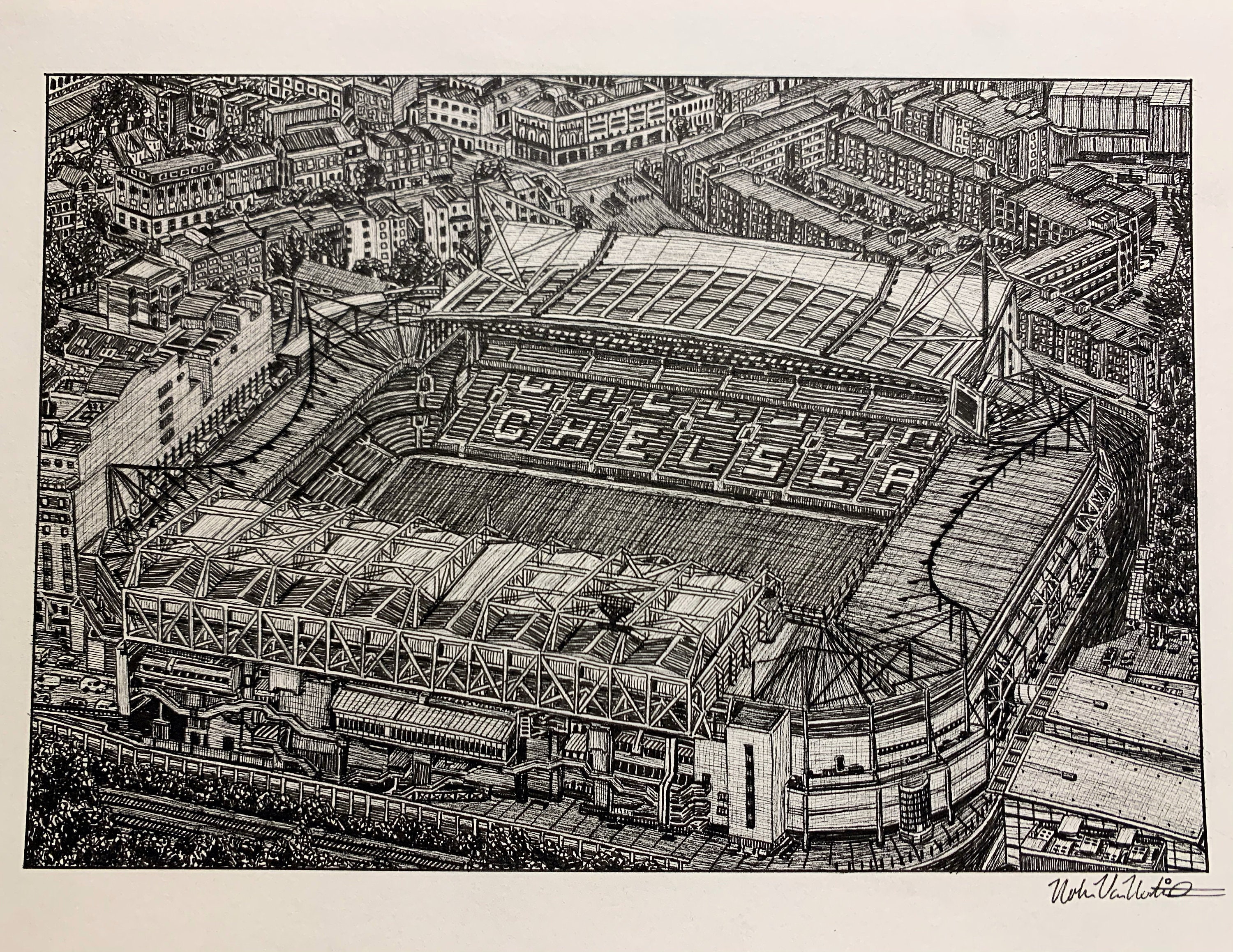 PRINT Drawing of Stamford Bridge Chelsea FC London England - Etsy