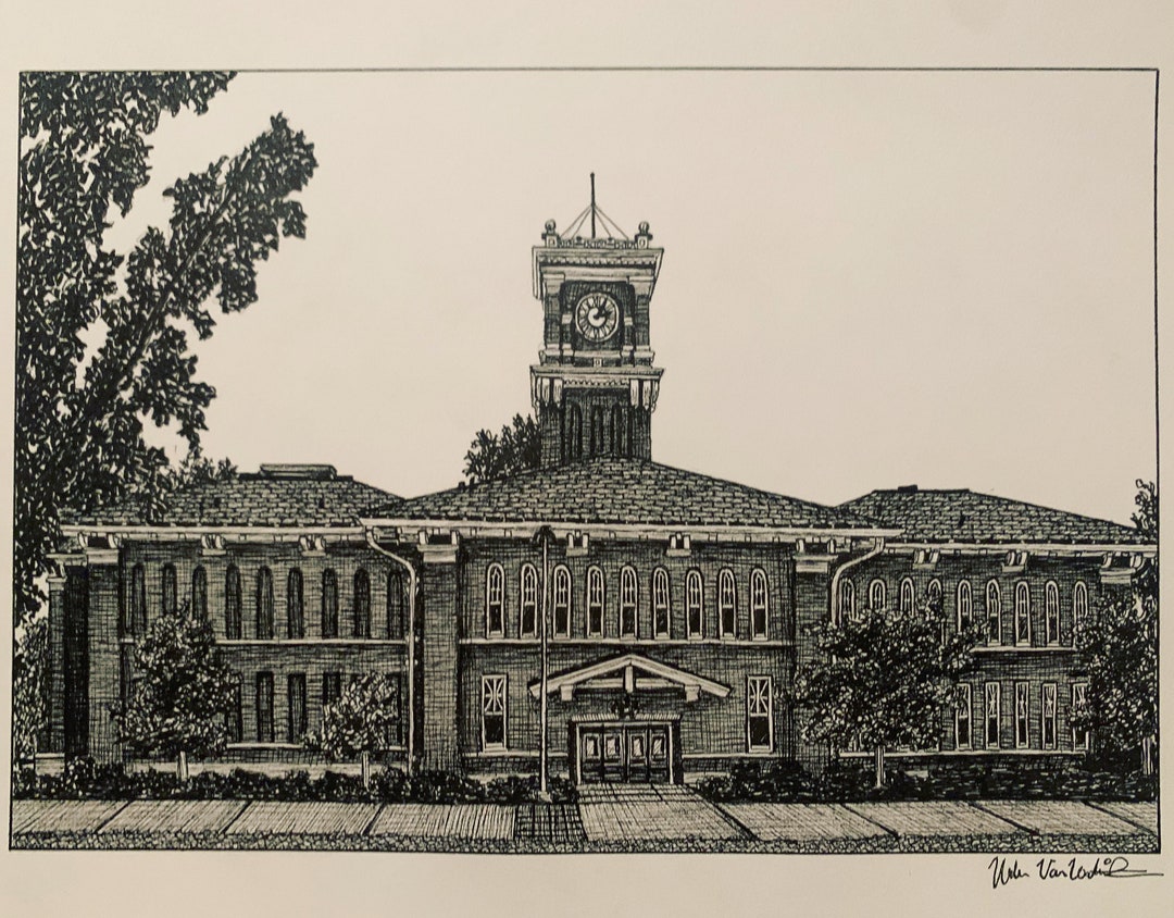 PRINT Drawing of Bryan Clocktower Washington State University Pullman ...