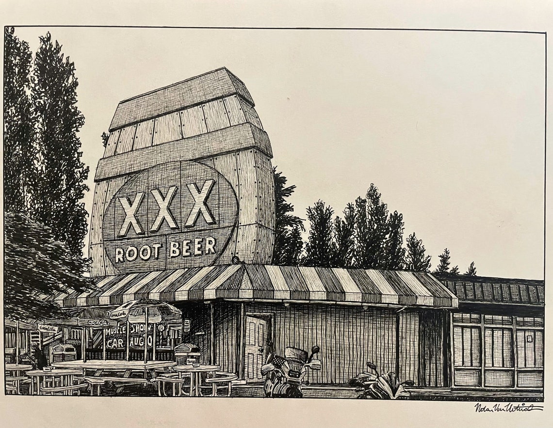 PRINT Drawing of Triple XXX Burgers Issaquah WA - Etsy