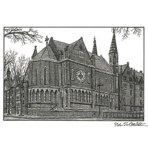 PRINT Drawing of Yale University Battell Chapel, New Haven, Connecticut ...