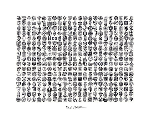 PRINT Poster of European Soccer Football Club Crests Logos | Etsy