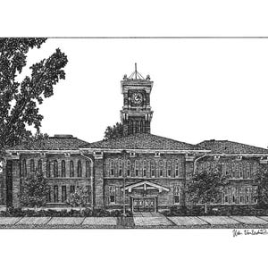 PRINT Drawing of Bryan Clocktower Washington State University Pullman ...