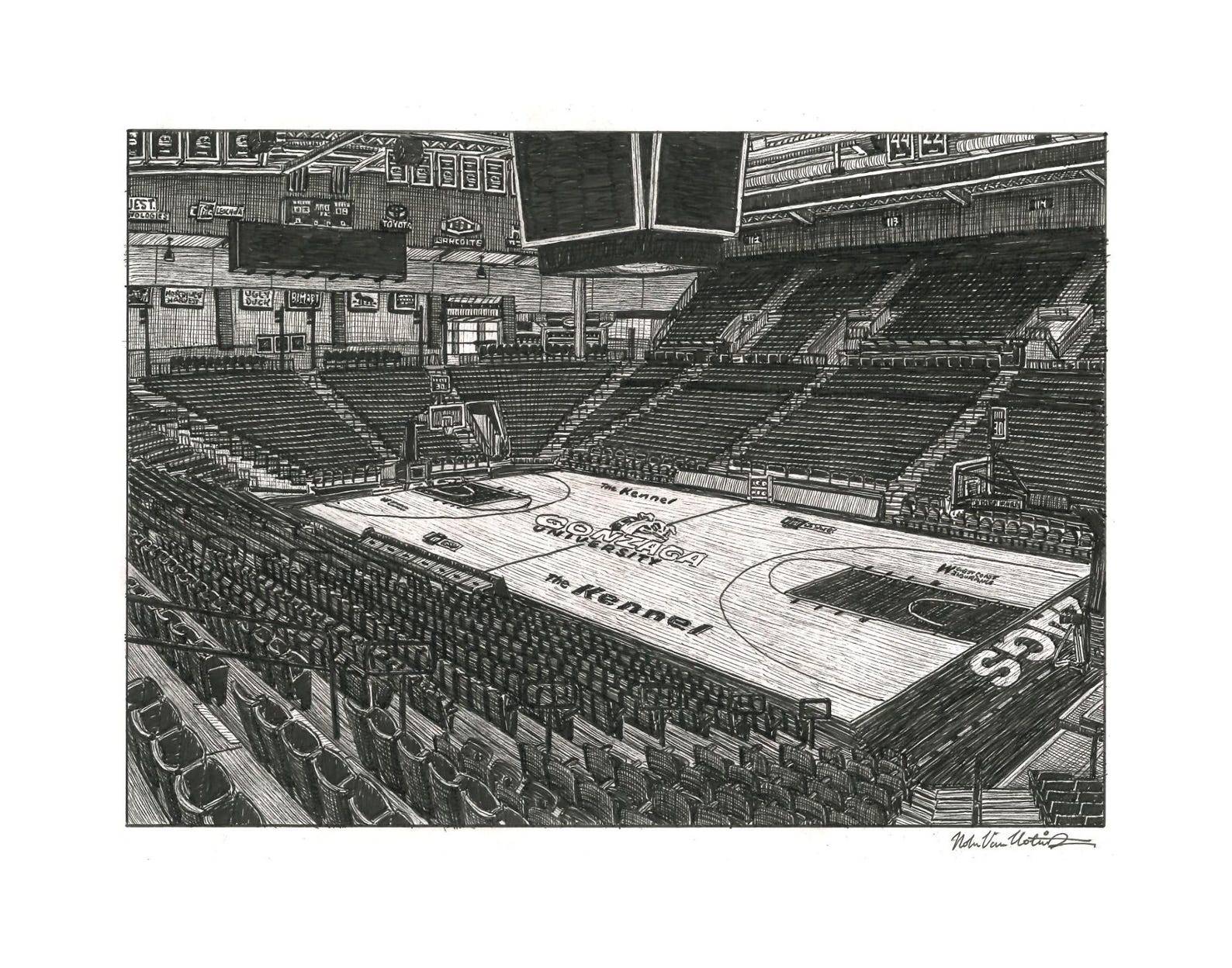 PRINT Drawing of Mccarthy Arena Gonzaga Bulldogs Basketball Spokane - Etsy