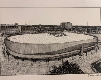 PRINT Drawing of Husky Stadium Washington Huskies UW Football - Etsy