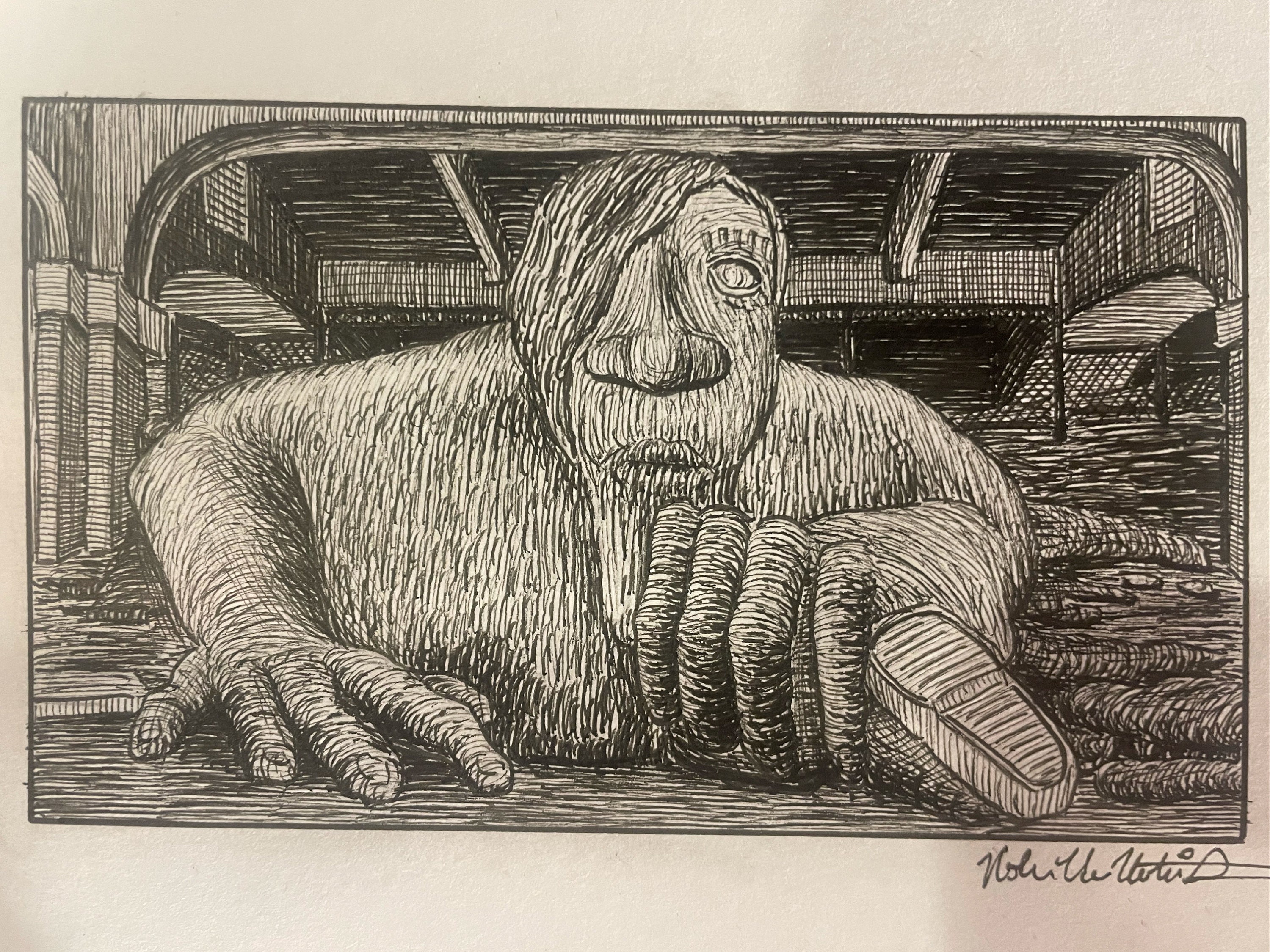 PRINT Drawing of Fremont Troll - Aurora Bridge, Seattle, WA - Etsy