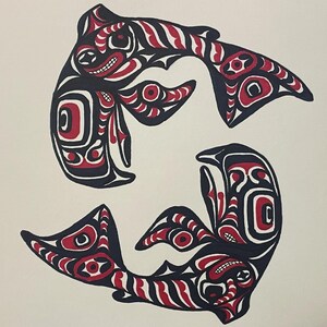 PRINT Drawings of Tlingit / Salish-inspired Salmon, Whales, Raven ...