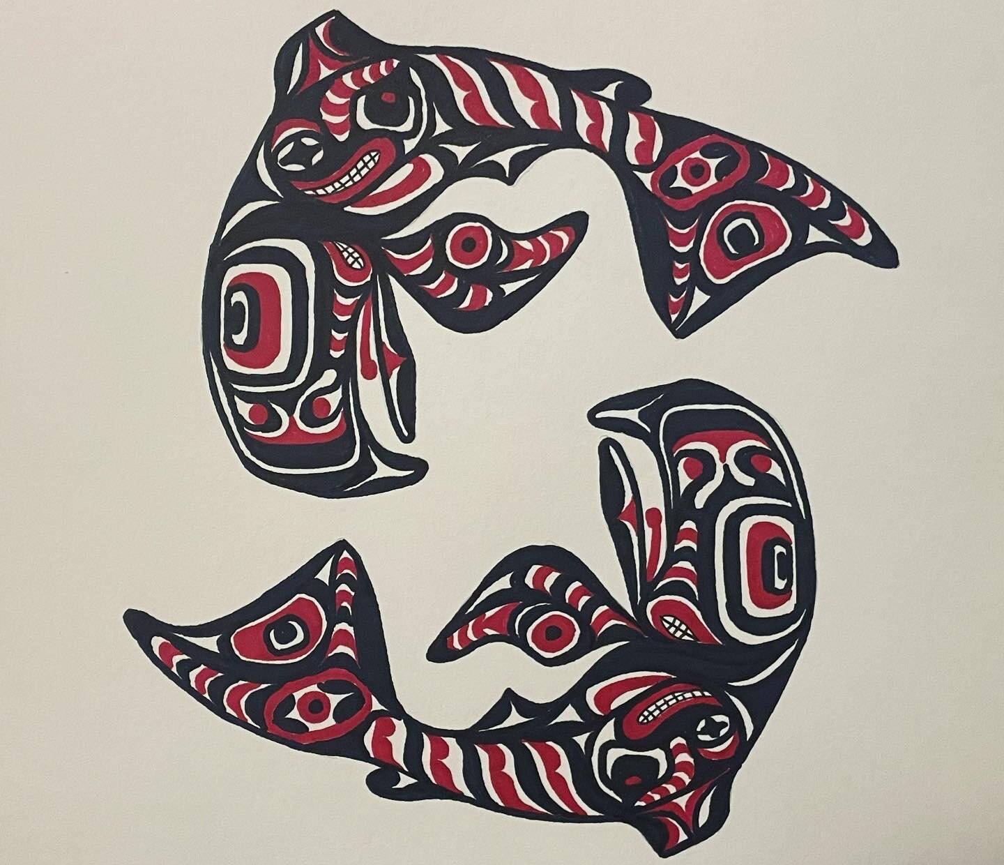 PRINT Drawings of Tlingit / Salish-inspired Salmon, Whales, Raven ...